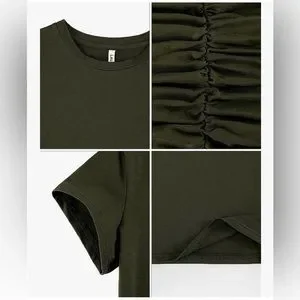 Laughido | Dresses | New Womens Ruched Casual Short Sleeve Knee Length ...